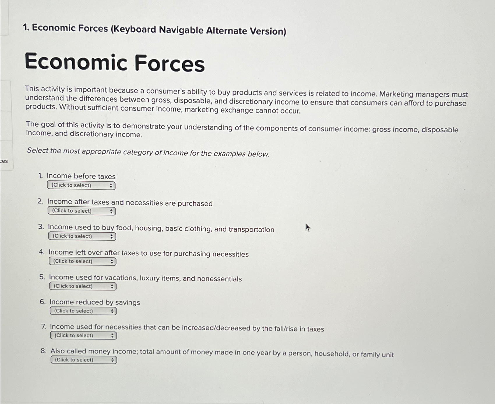 Solved Economic Forces (Keyboard Navigable Alternate | Chegg.com