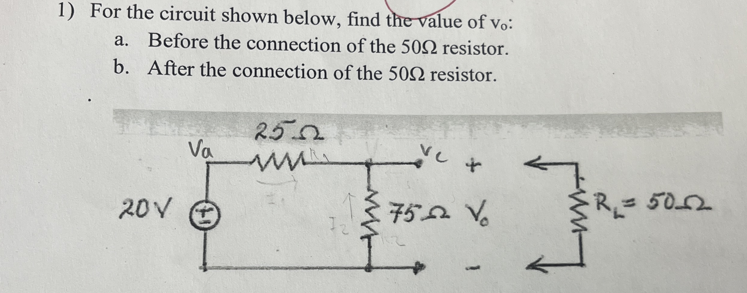Solved For the circuit shown below, find the value of v0 | Chegg.com