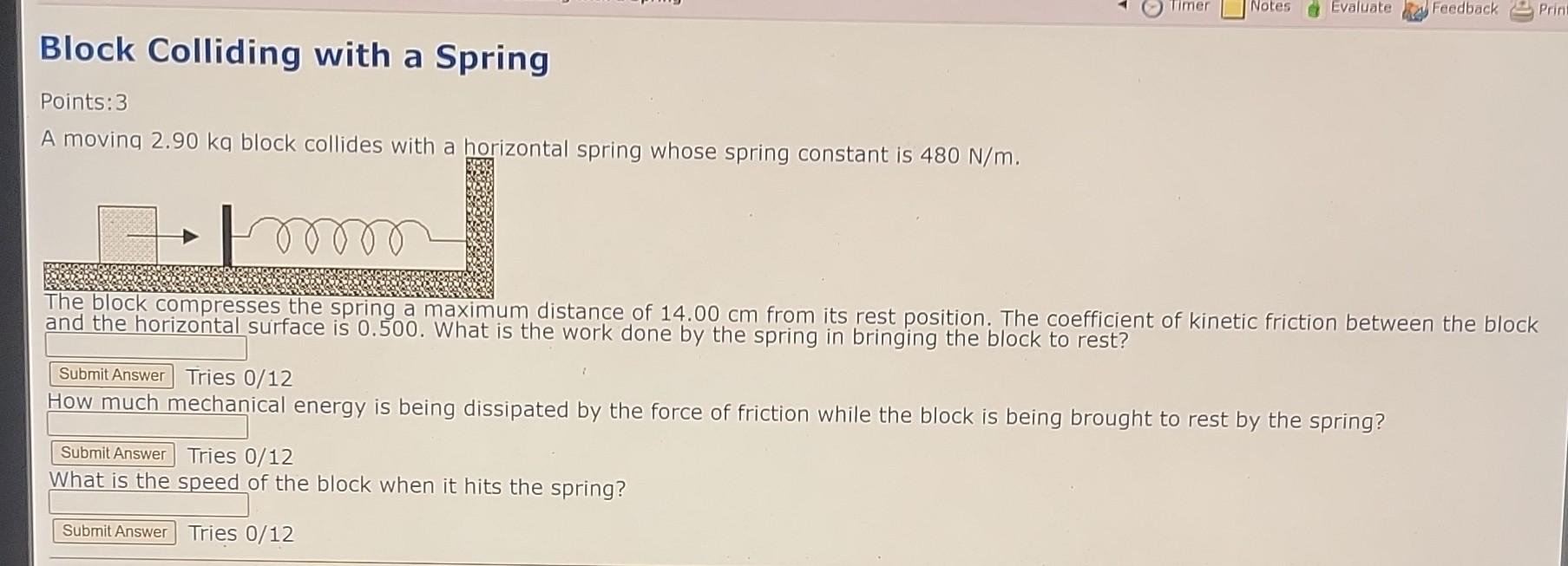 Solved Block Colliding with a Spring Points:3 A moving 2.90 | Chegg.com