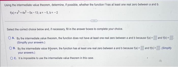 Solved Using the intermediate value theorem, determine, if | Chegg.com