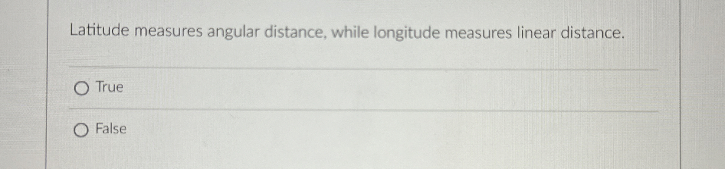 Solved Latitude measures angular distance, while longitude | Chegg.com
