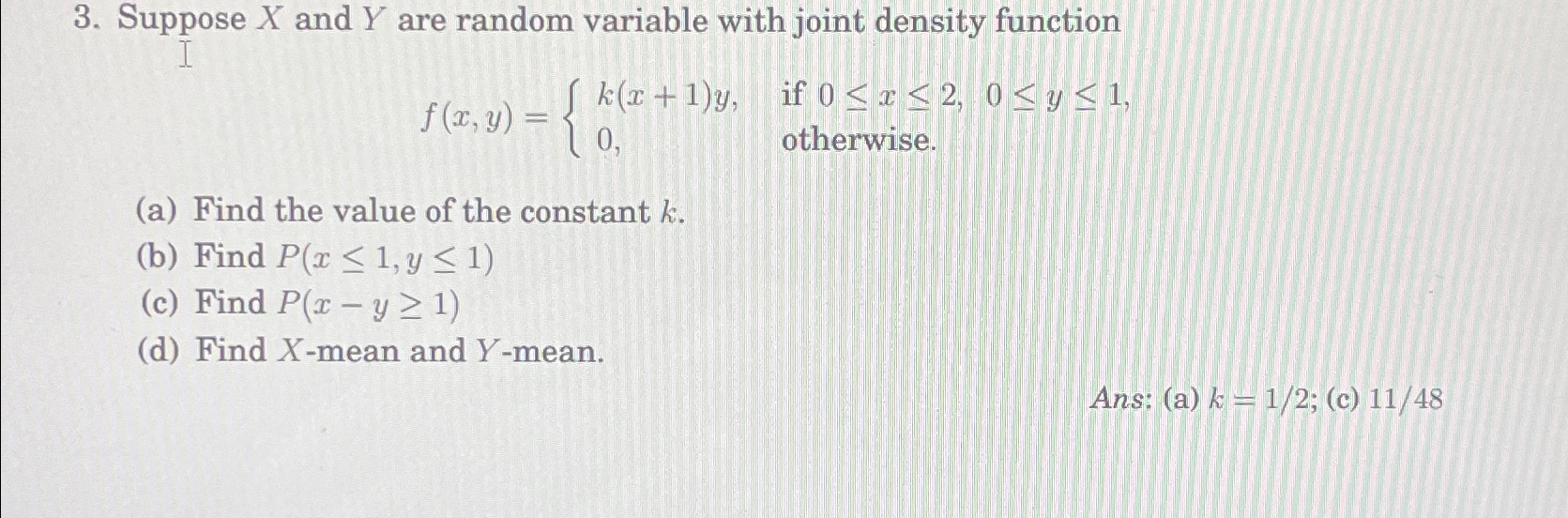 Solved Suppose x ﻿and Y ﻿are random variable with joint | Chegg.com