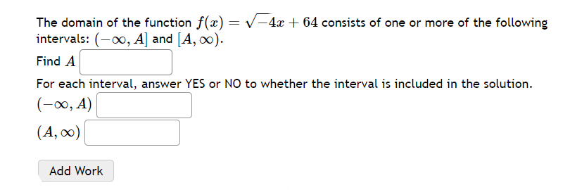 Solved The domain of the function f(x)=-4x+642 ﻿consists of | Chegg.com