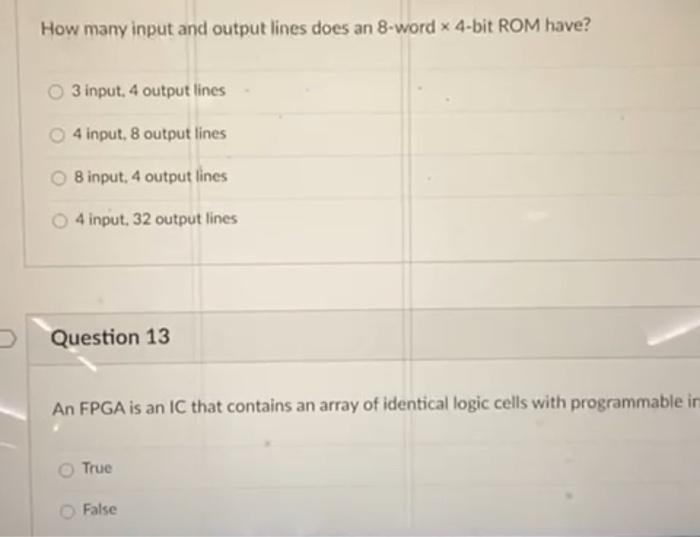 Solved How Many Input And Output Lines Does An 8 Word 