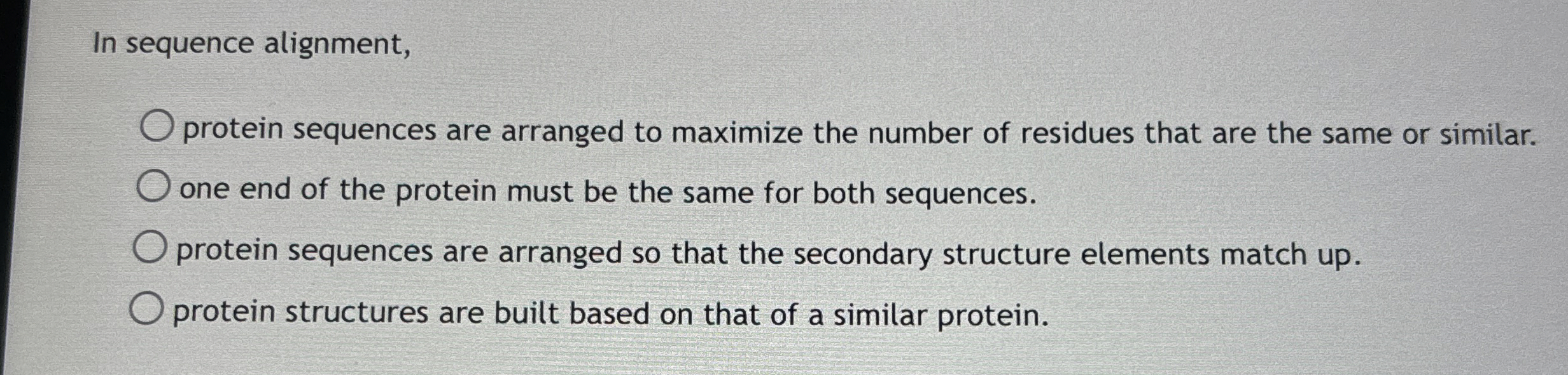 Solved In sequence alignment,protein sequences are arranged | Chegg.com