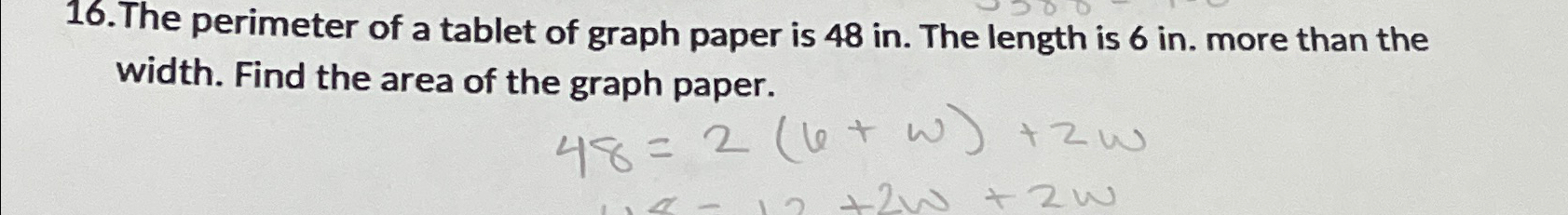 Solved The perimeter of a tablet of graph paper is 48in. | Chegg.com