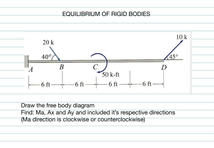 Solved EQUILIBRIUM OF RIGID BODIES Draw the free body | Chegg.com