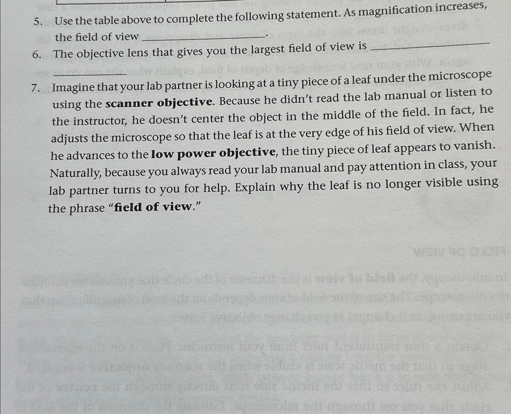 Solved Use the table above to complete the following | Chegg.com