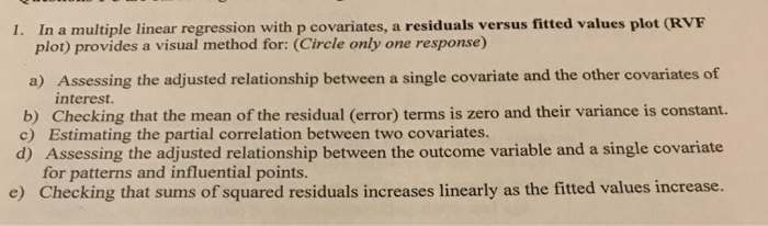 Solved 1. In a multiple linear regression with p covariates, | Chegg.com