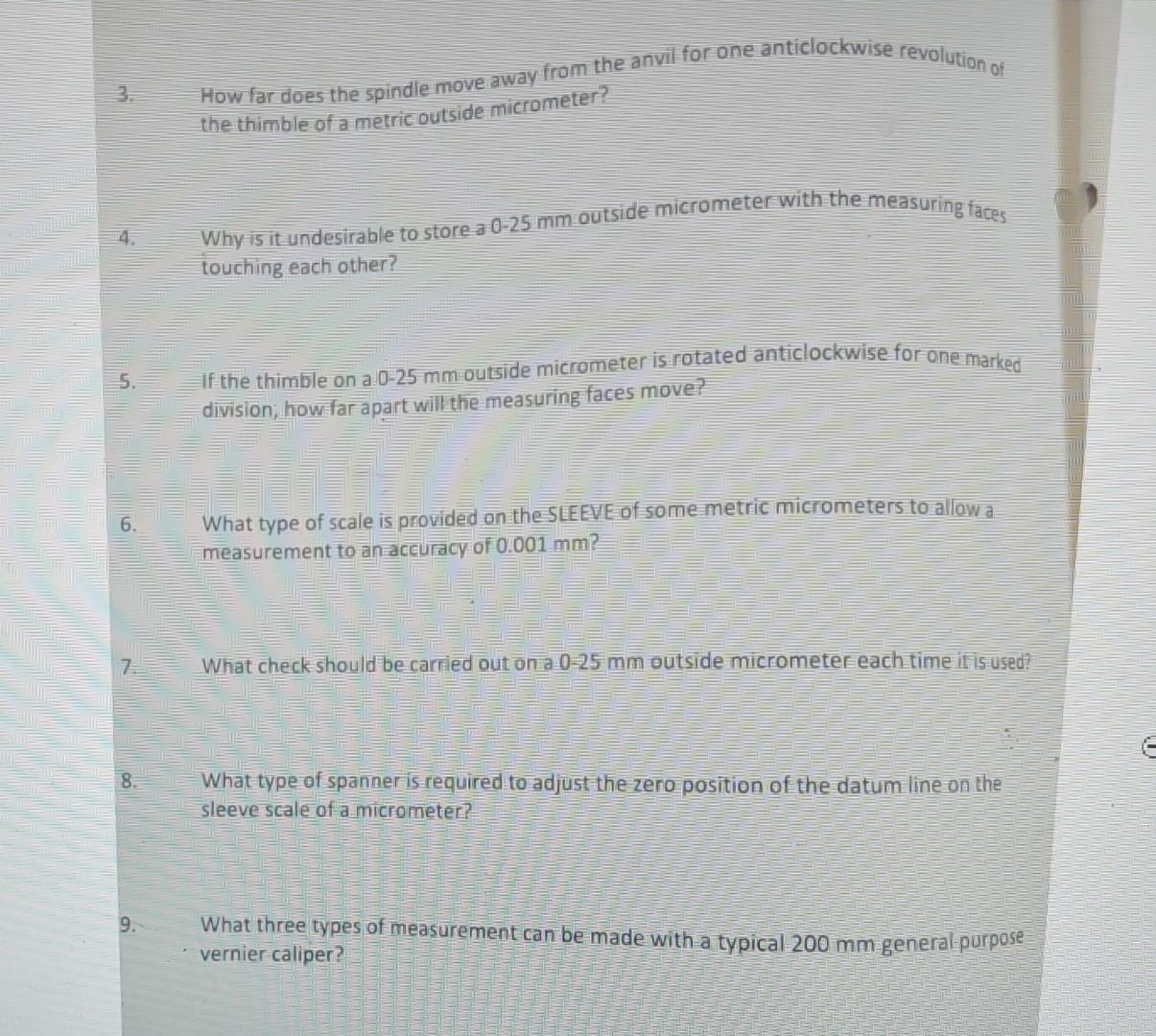 3. How far does the spindle move away from the anvil | Chegg.com