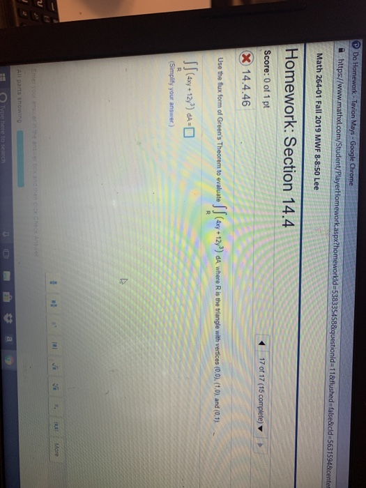 Solved Do Homework - Tavion Mays - Google Chrome | Chegg.com