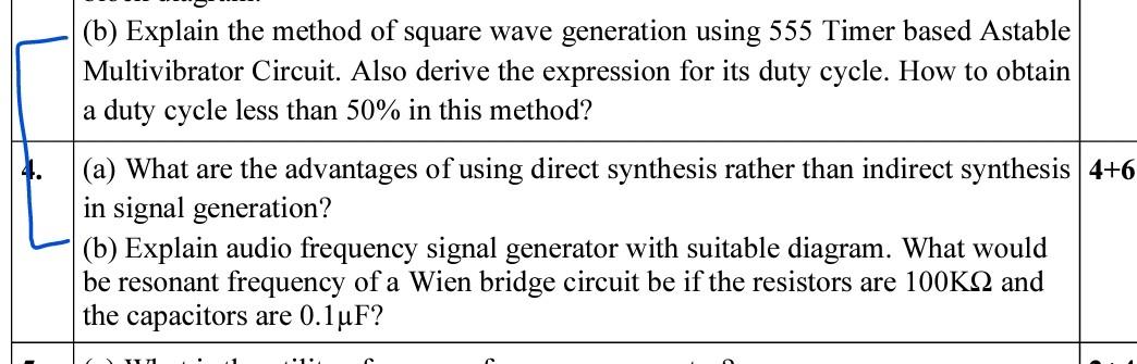 Solved (b) Explain the method of square wave generation | Chegg.com