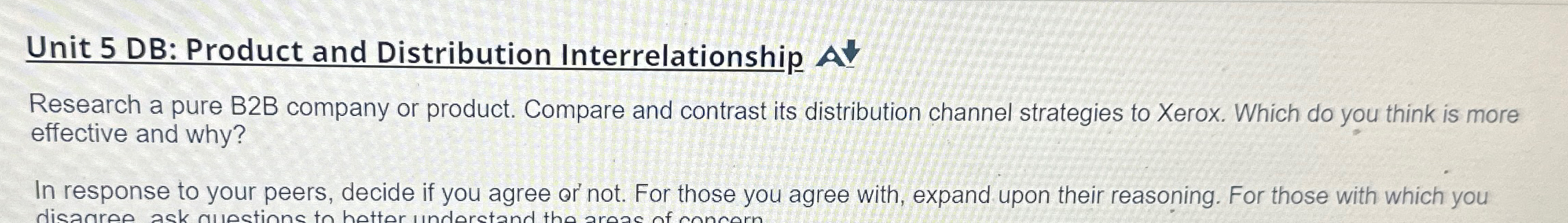 Solved Unit 5 ﻿DB: Product and Distribution | Chegg.com