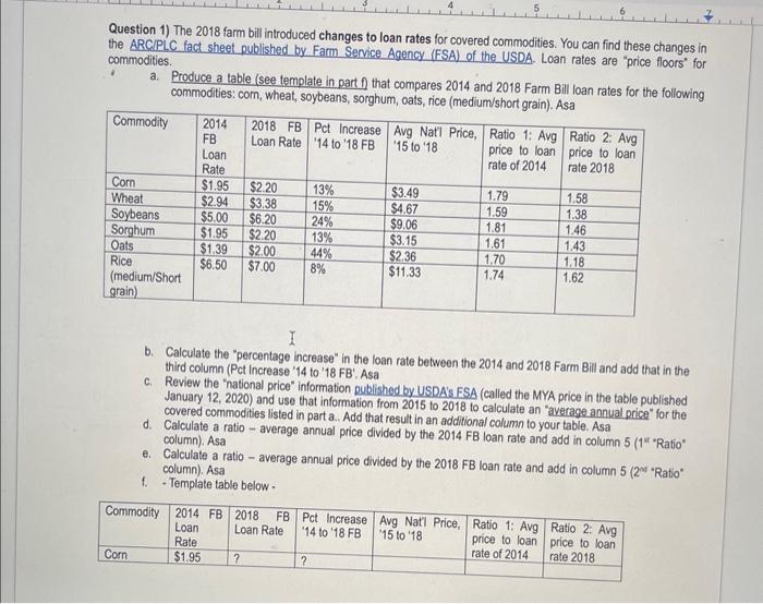 Solved Question 1) The 2018 farm bill introduced changes to | Chegg.com