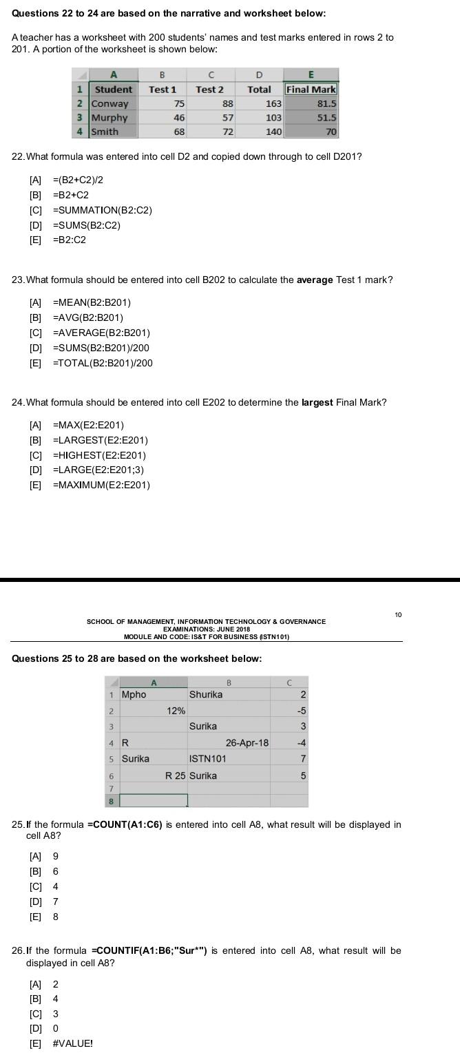 Solved Questions 22 to 24 are based on the narrative and | Chegg.com