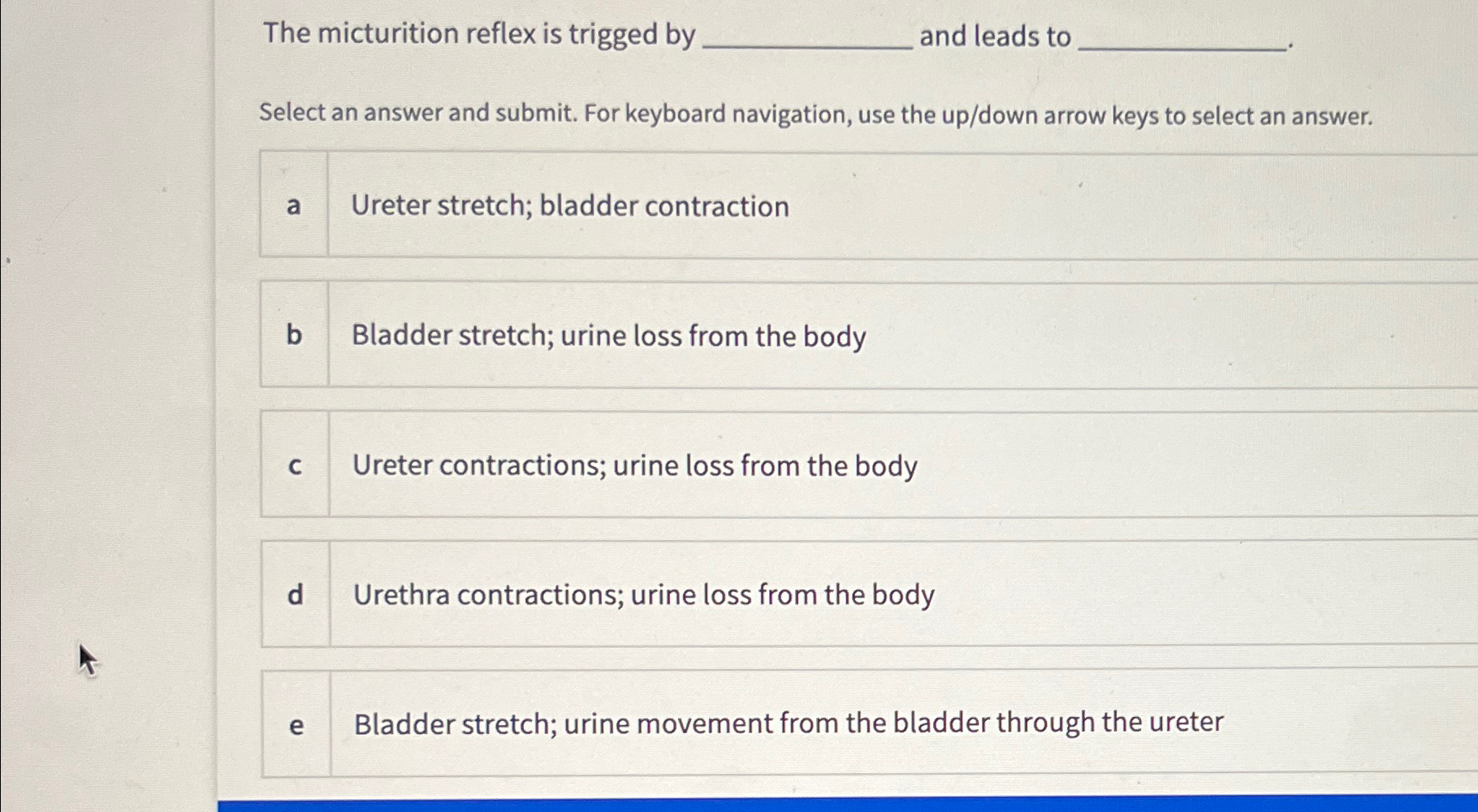 Solved The micturition reflex is trigged by and leads | Chegg.com