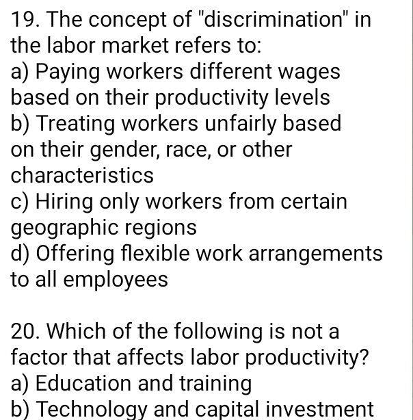Solved Economics: The concept of "discrimination" in the | Chegg.com