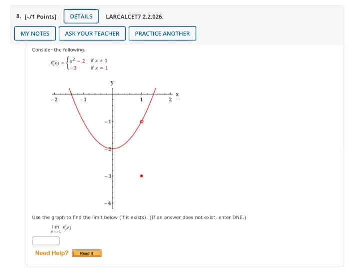 Solved Consider the following. f(x)={x2−2−3 if x =1 if x=1 | Chegg.com