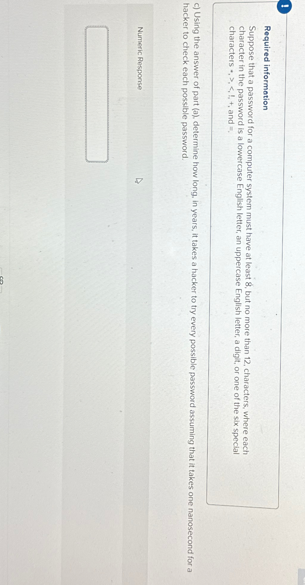 Solved Required informationSuppose that a password for a | Chegg.com