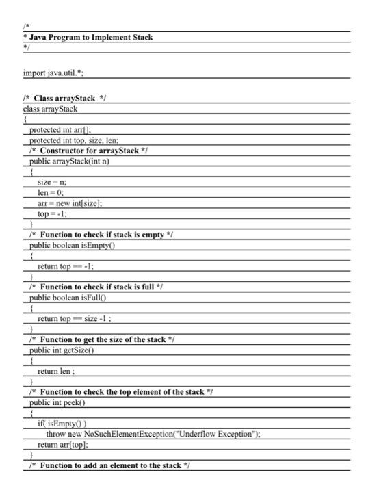 Solved import java.util. % /∗ Function to check if stack is | Chegg.com