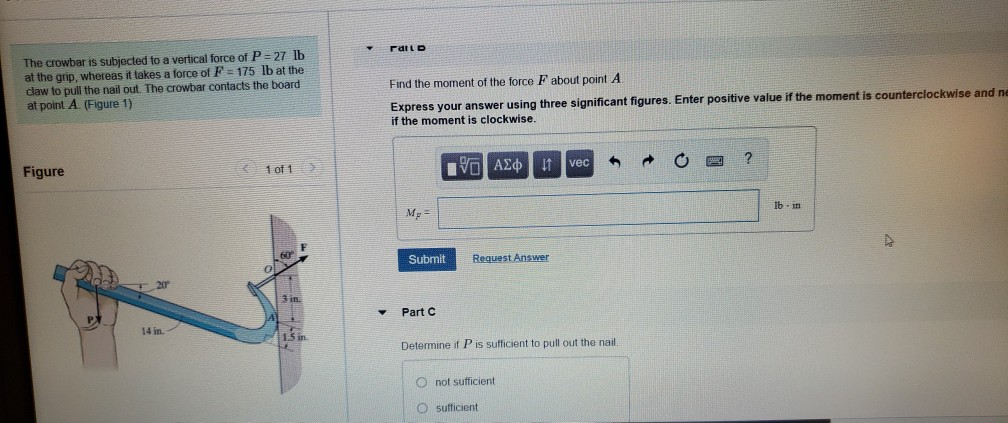 Solved Review Part A The crowbar is subjected to a vertical | Chegg.com