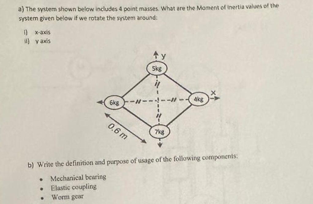 Solved a) ﻿The system shown below includes $ point masses. | Chegg.com