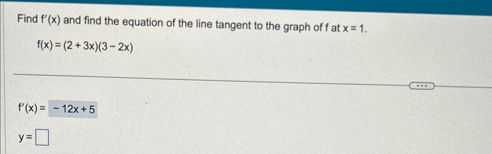Solved Find f'(x) ﻿and find the equation of the line tangent | Chegg.com