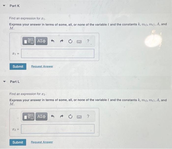 Find an expression for x1. Express your answer in | Chegg.com