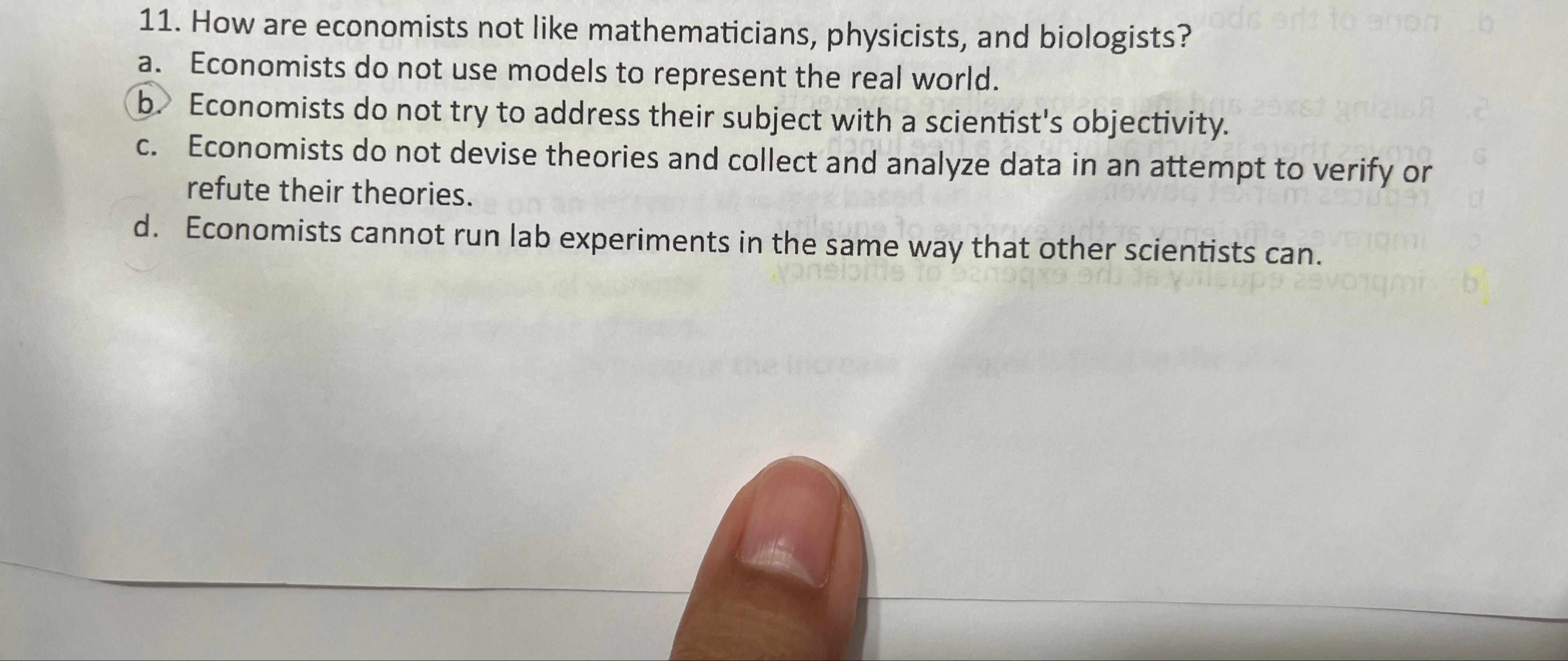 Solved How are economists not like mathematicians, | Chegg.com
