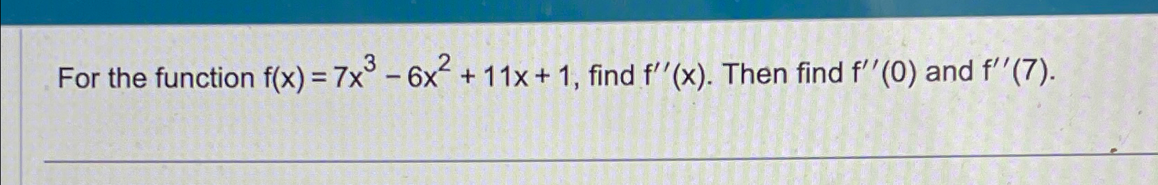 Solved For the function f(x)=7x3-6x2+11x+1, ﻿find f''(x). | Chegg.com
