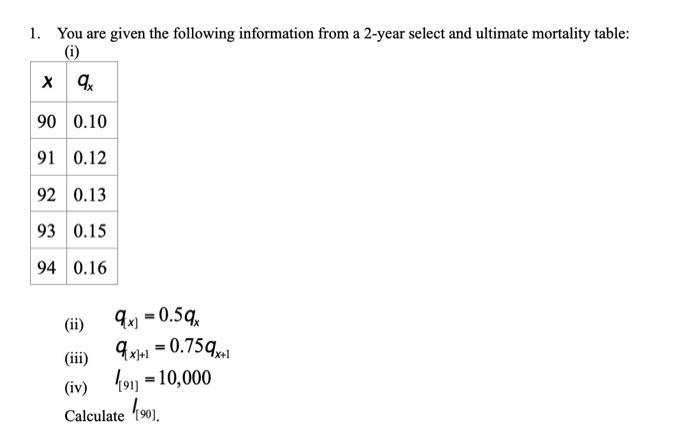 Solved 1. You are given the following information from a | Chegg.com