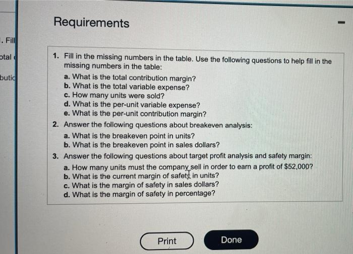 Solved 1. Fill in the missing numbers in the table. Use the | Chegg.com
