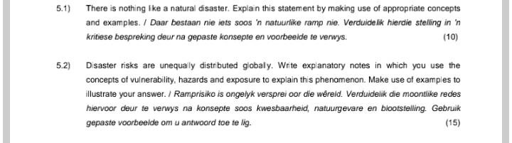 Solved 5.1) There is nothing Ike a natural disaster. Expla | Chegg.com