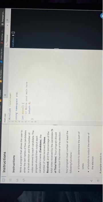 Solved Instructions Instructions Write a program that allows | Chegg.com