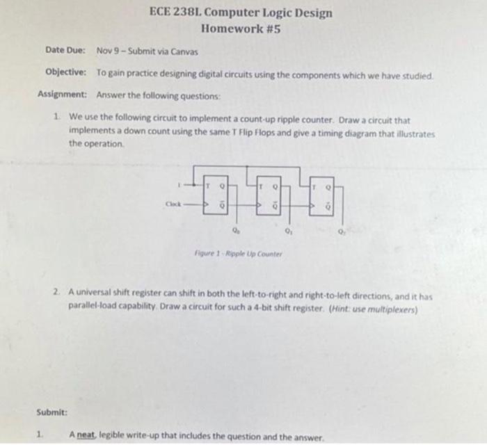 Solved ECE 238L. Computer Logic Design Homework \#5 Date | Chegg.com