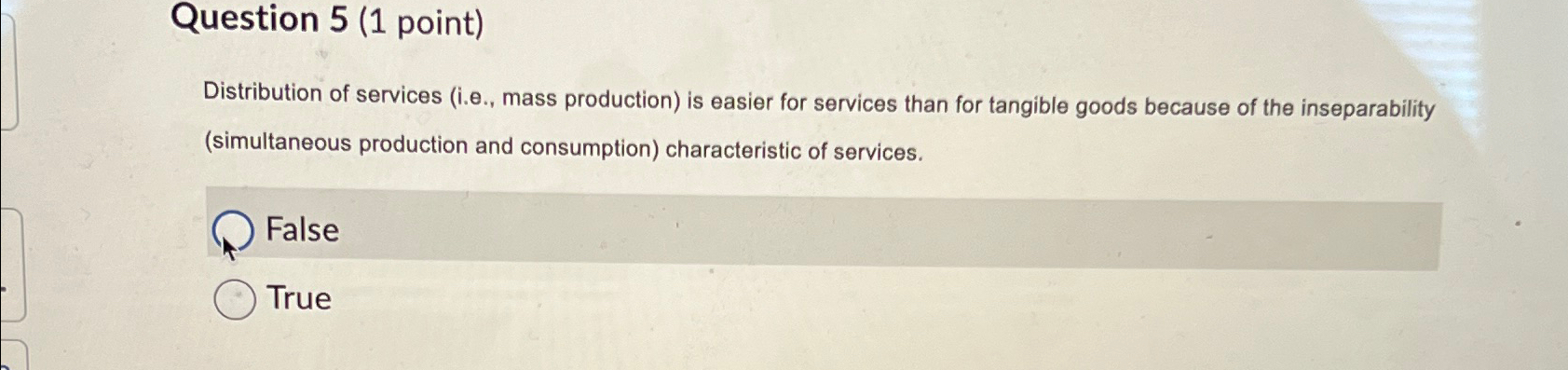 Solved Question 5 (1 ﻿point)Distribution of services (i.e., | Chegg.com