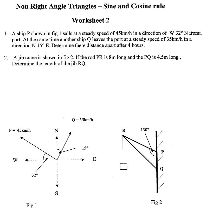 Solved Non Right Angle Triangles - Sine and Cosine rule -- | Chegg.com