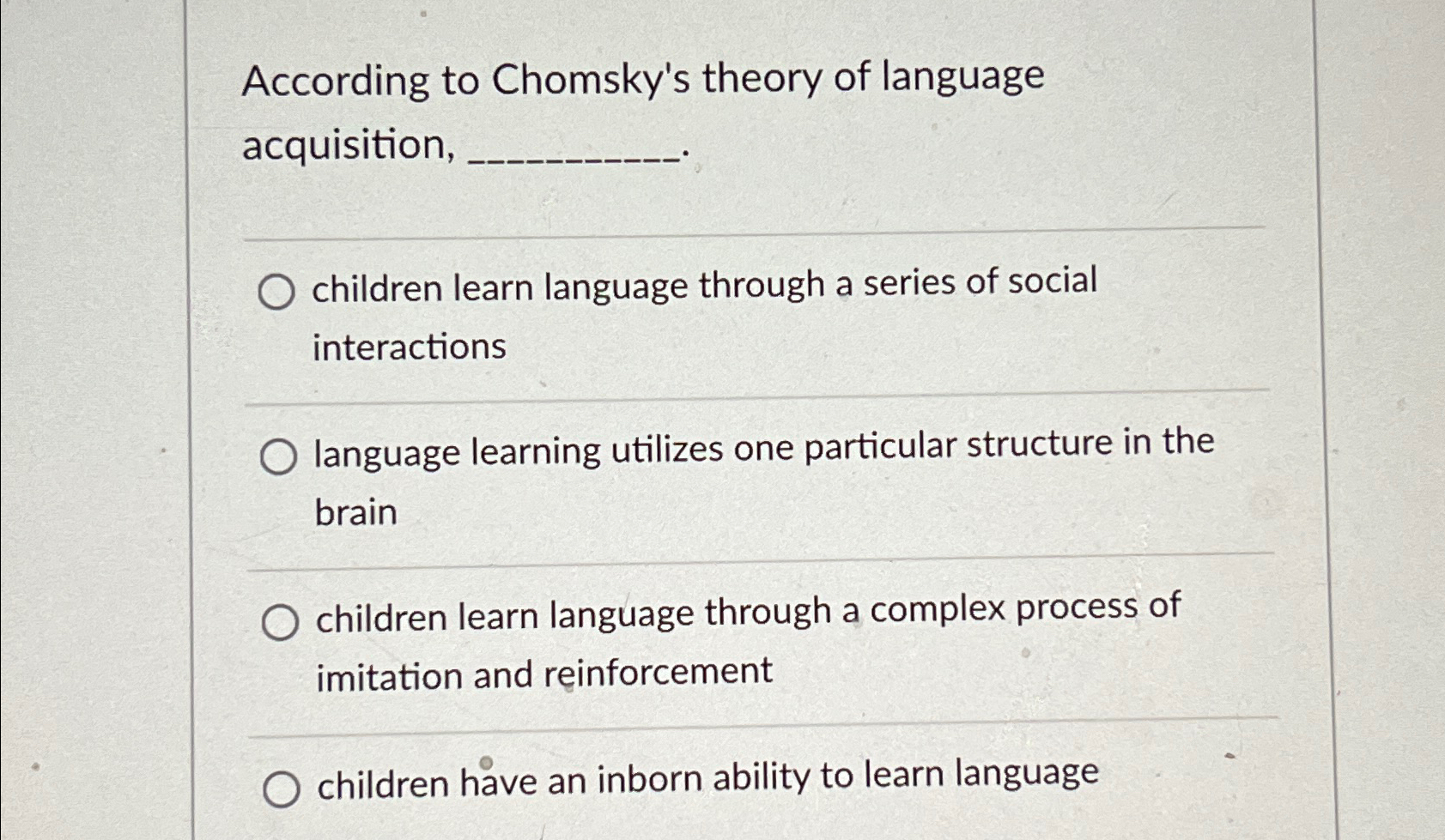 Solved According to Chomsky's theory of language | Chegg.com