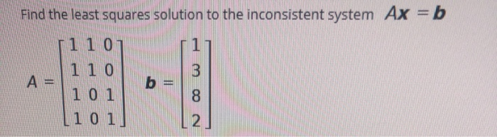 Solved Find the least squares solution to the inconsistent | Chegg.com