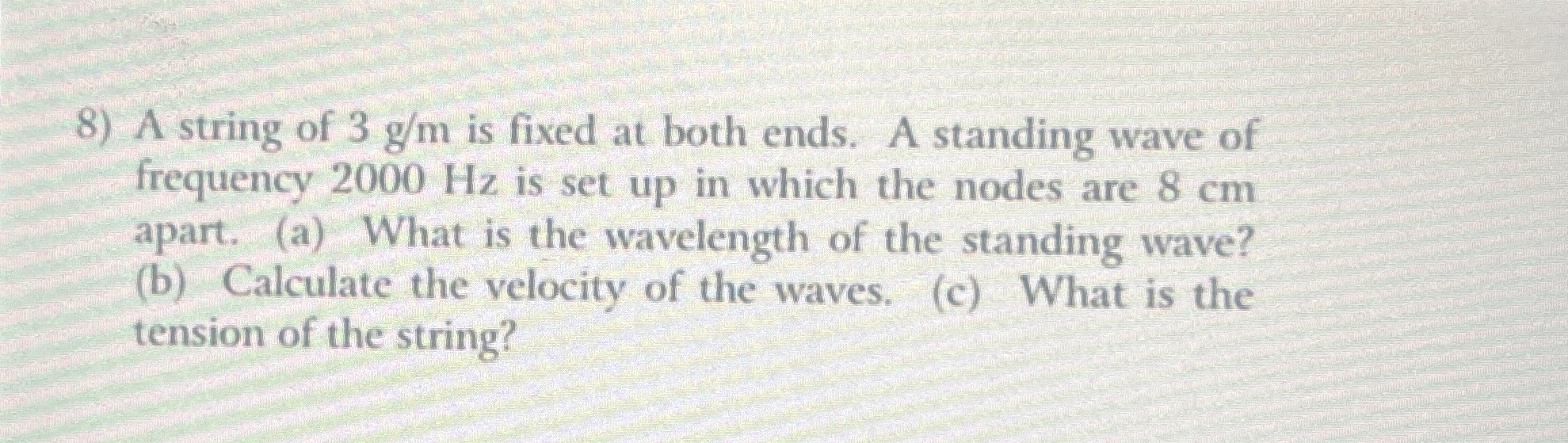 Solved A string of 3gm ﻿is fixed at both ends. A standing | Chegg.com