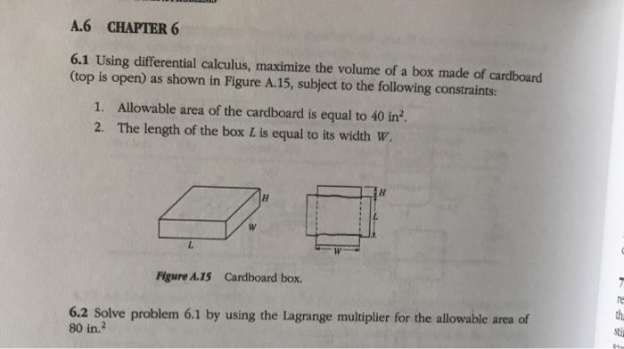 Solved A.6 CHAPTER 6 6.1 Using differential calculus, | Chegg.com