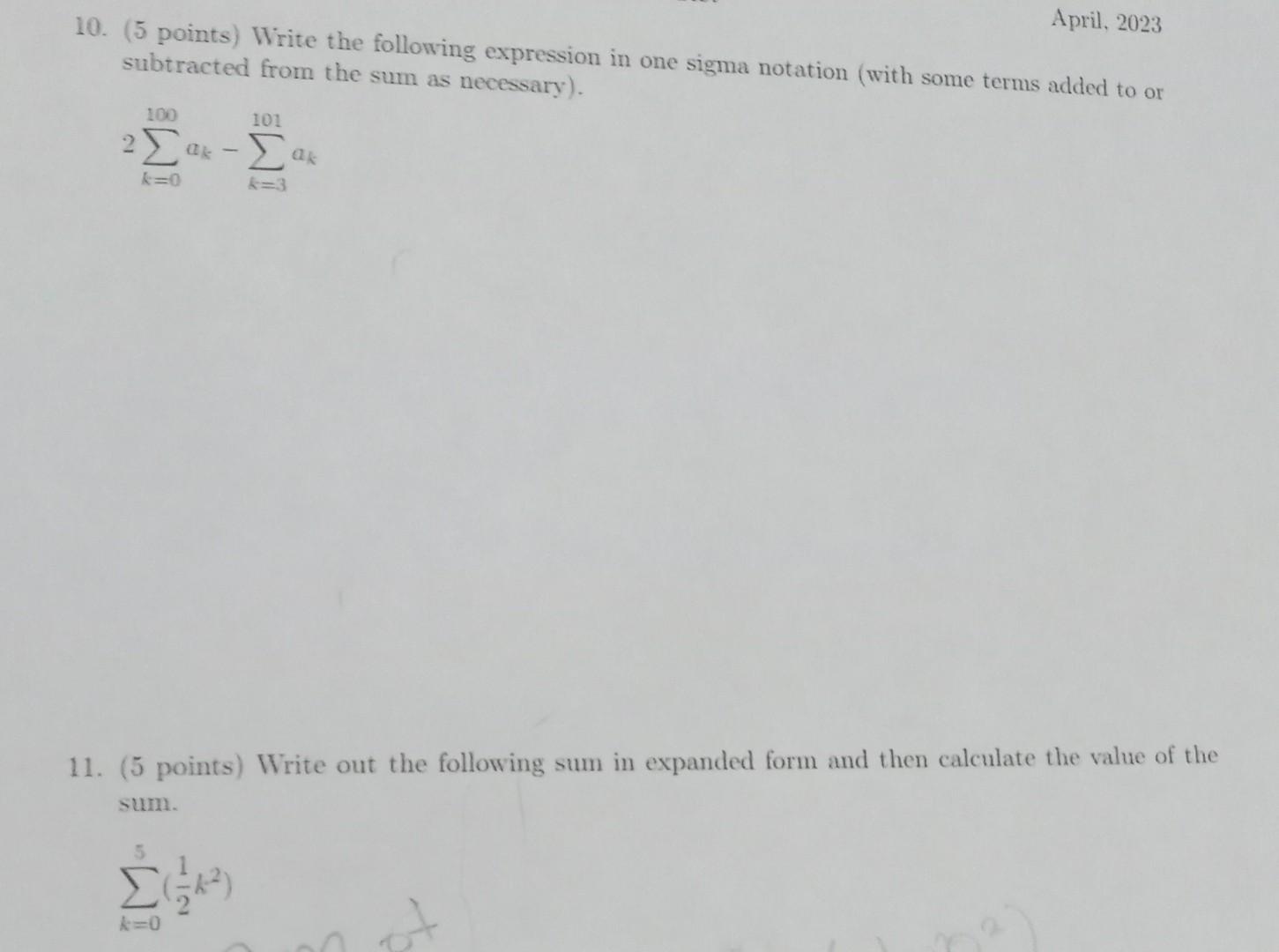 10. ( 5 points) Write the following expression in one | Chegg.com