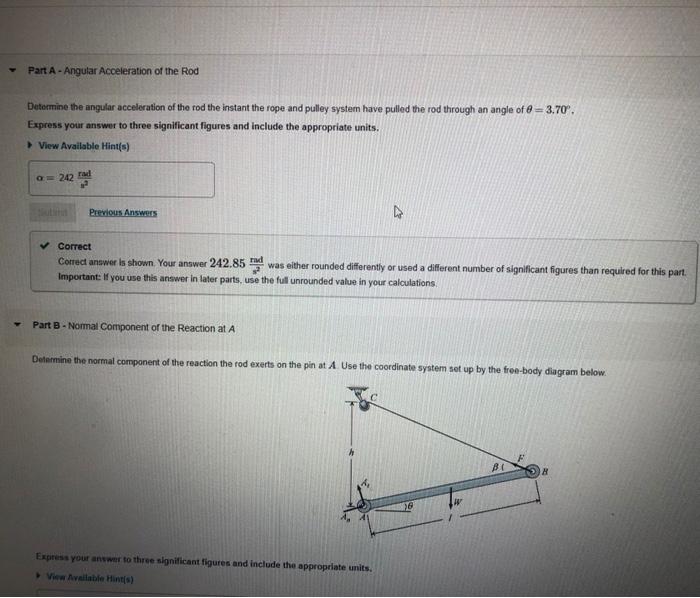 Solved Part C-Tangential Component of the Reaction at A Bay | Chegg.com