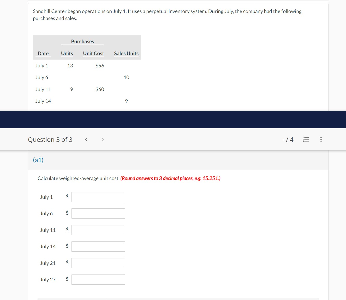 Solved (a1)Calculate weighted-average unit cost. (Round | Chegg.com