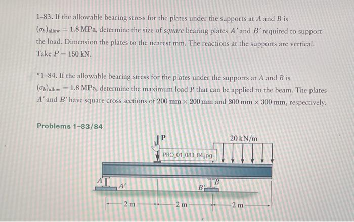 Solved 1-83. If the allowable bearing stress for the plates | Chegg.com