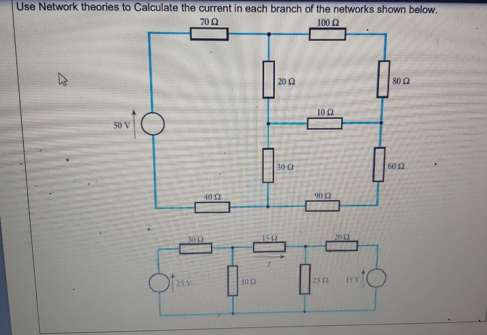 Solved Use Network theories to Calculate the current in each | Chegg.com