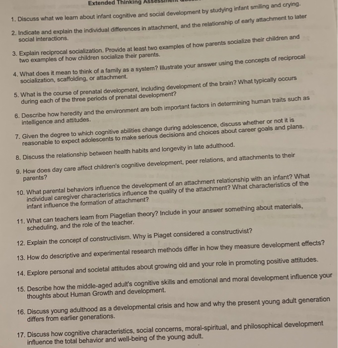 Solved Extended Thinking Assessment un 1. Discuss what we | Chegg.com