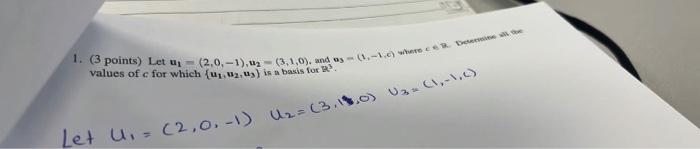 Solved values of e for which (u1,u2,u3) is a bakis for u3. | Chegg.com