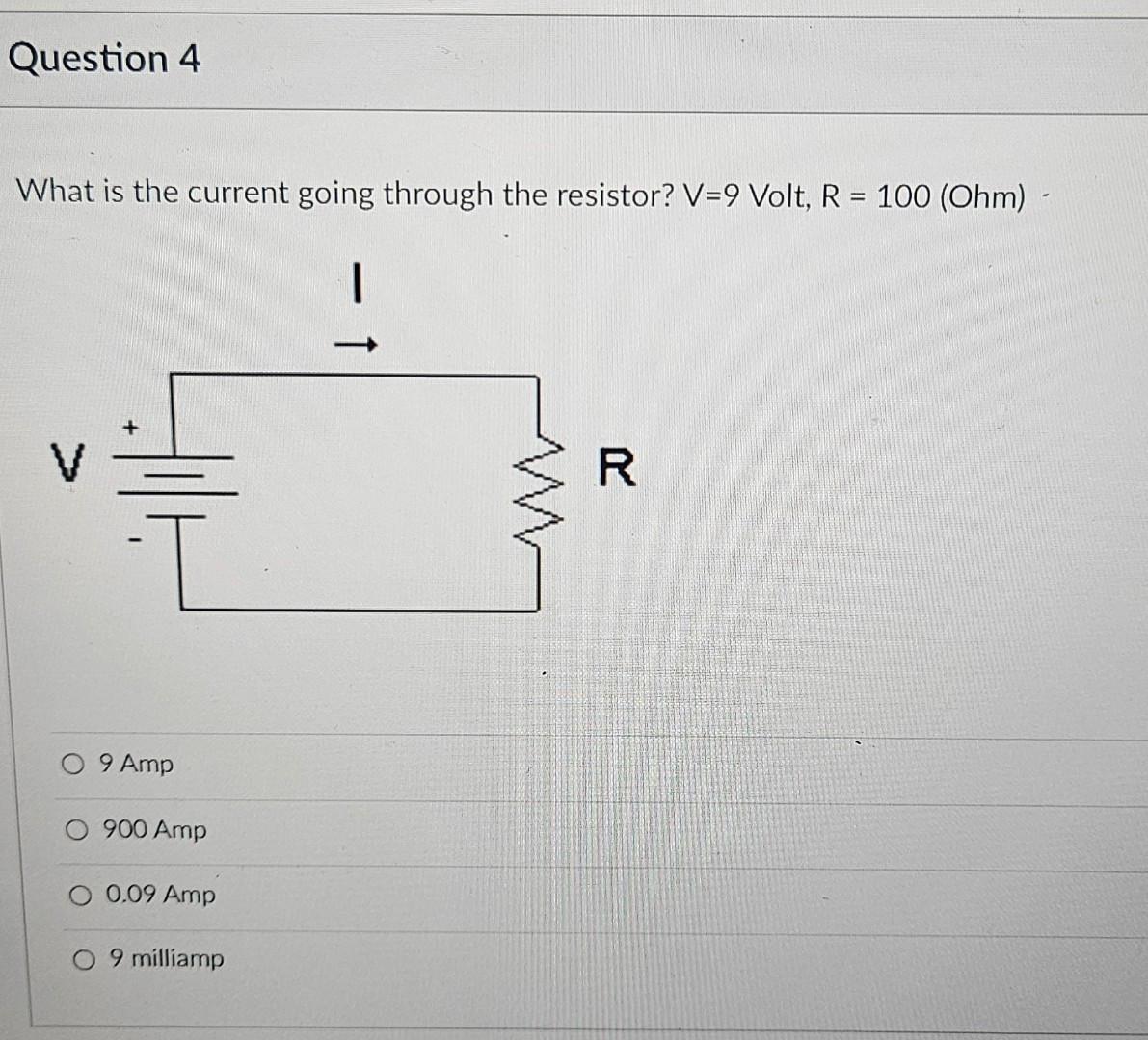 Solved What is the current going through the resistor? V=9 | Chegg.com