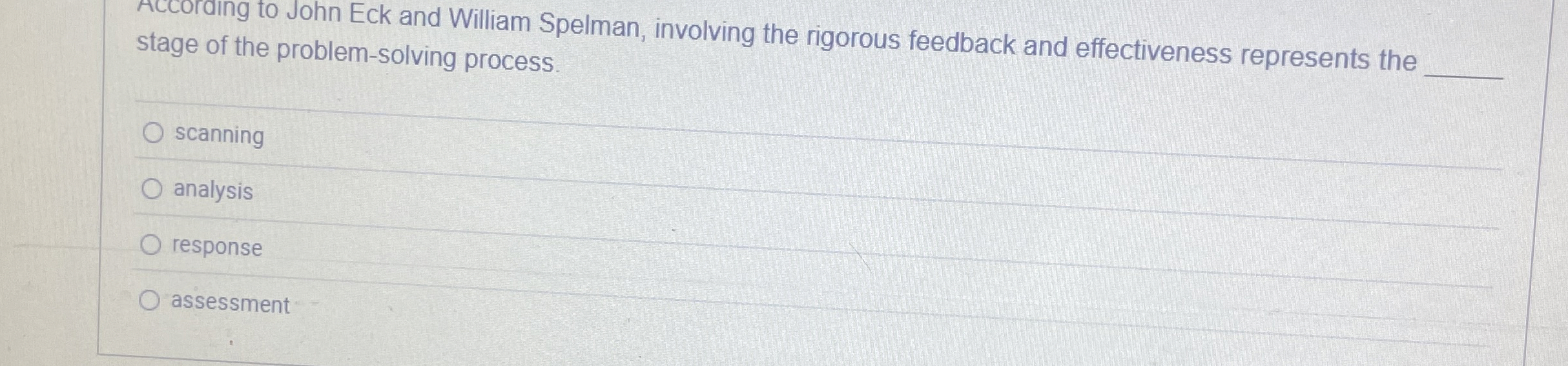 Solved Accoraing to John Eck and William Spelman, involving | Chegg.com